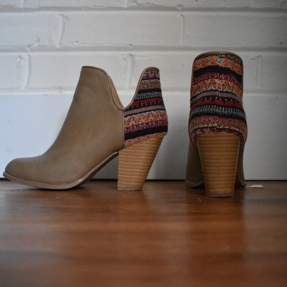 Shoes | Tan Heeled Booties | Poshmark